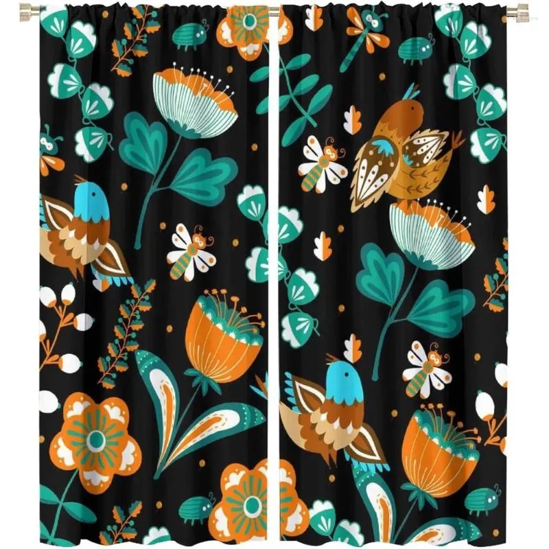Curtain 2 Panels Bohemian Tribal Thermal Insulated Black & Turquoise ...