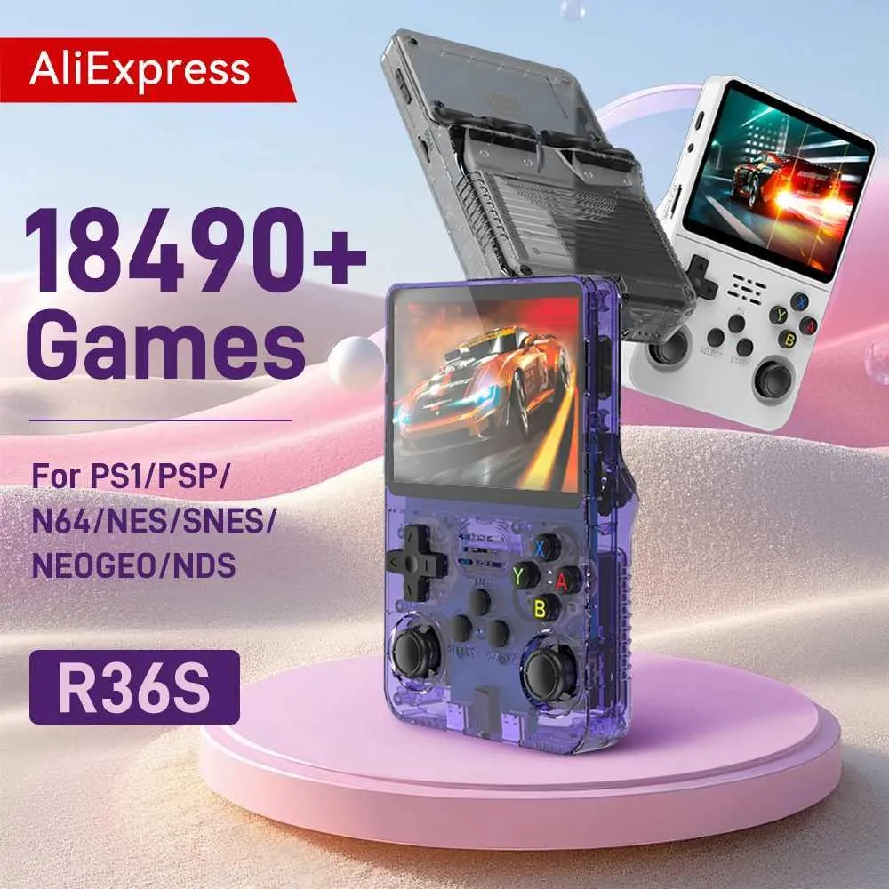 New R36S Retro Handheld Game Console 3.5 HD Screen 18,494 Games ...