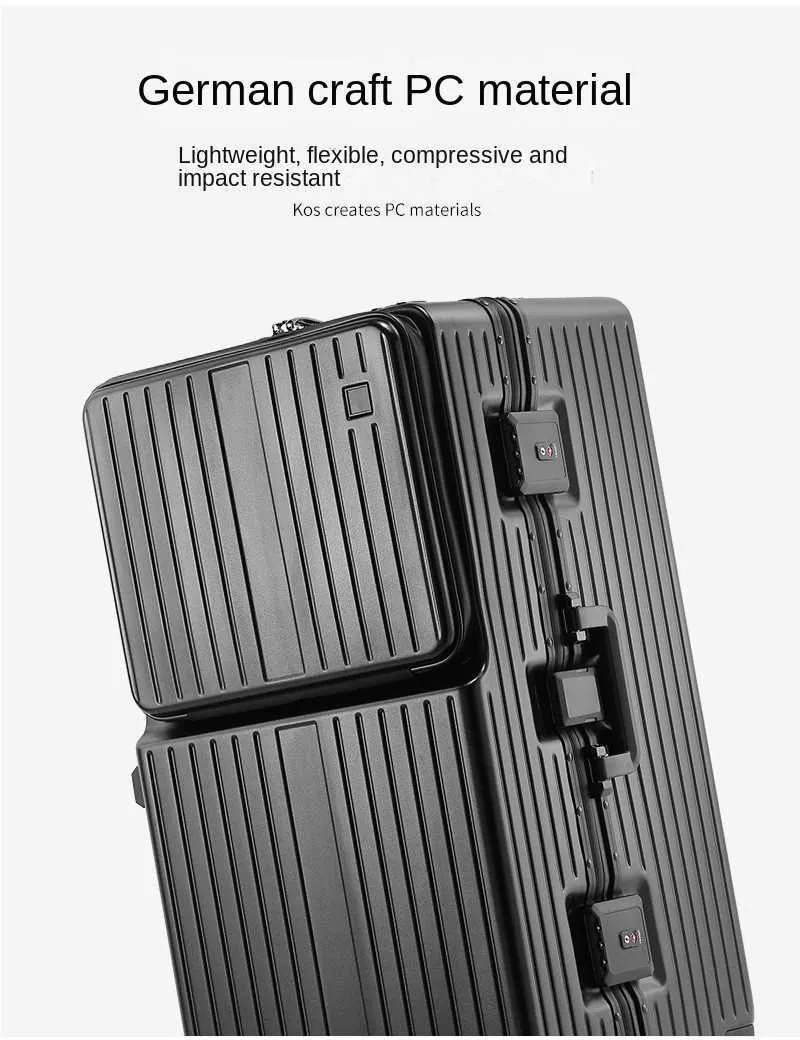KLQDZMS Laptop Luggage 14 in Front Opening Aluminum Frame Trolley Case ...