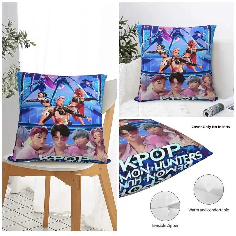 Pillow Case Kpop Demon Hunter Cover Retro Trendy Polyester Cushion Case ...