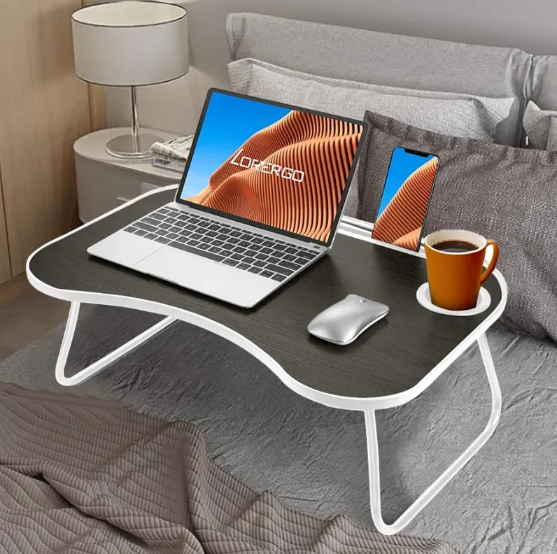 Foldable Lapdesk - Solid Wood Portable Laptop Tray with Cupholder and ...