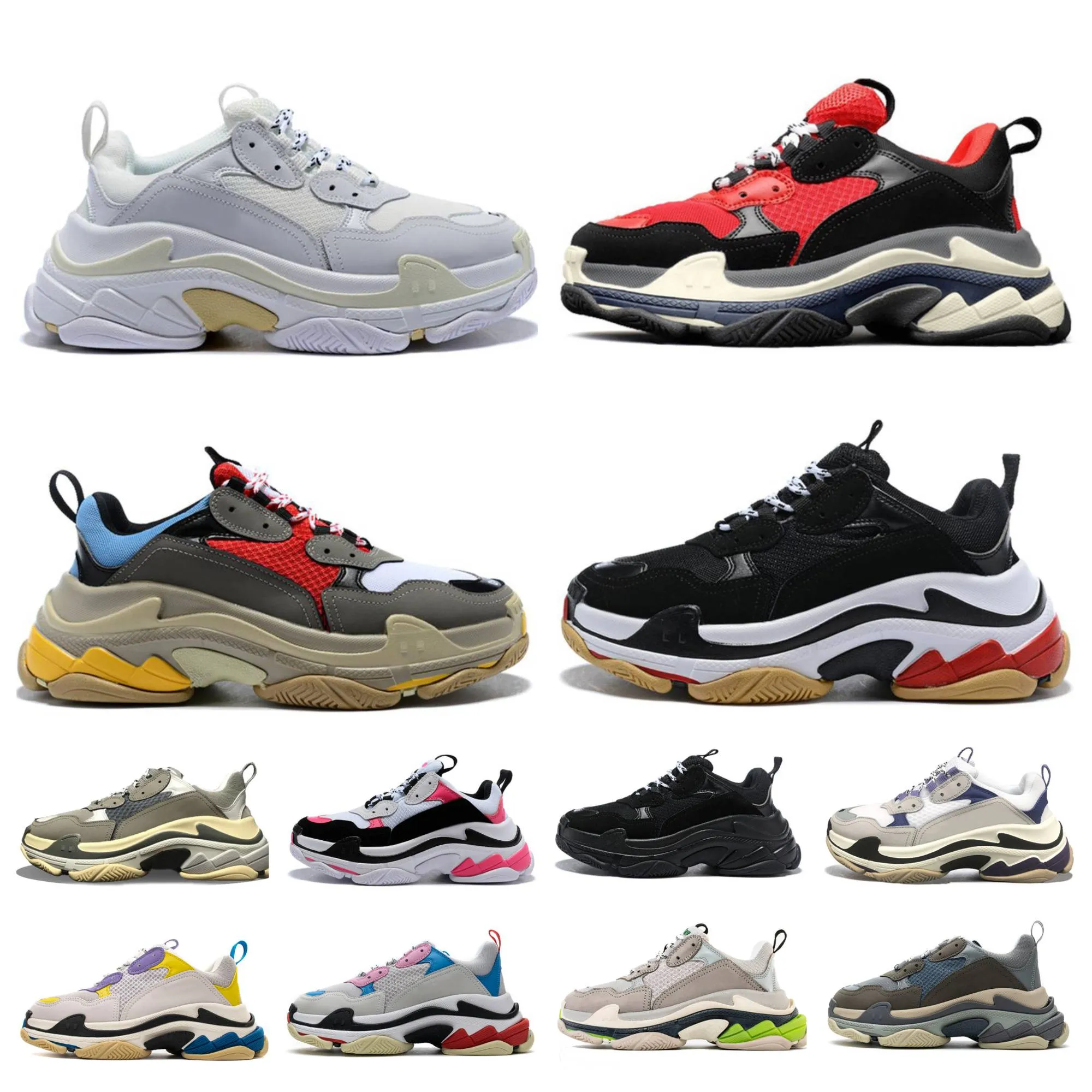 Designer Triple S Platform Beige Sneakers For Men And Women Classic ...