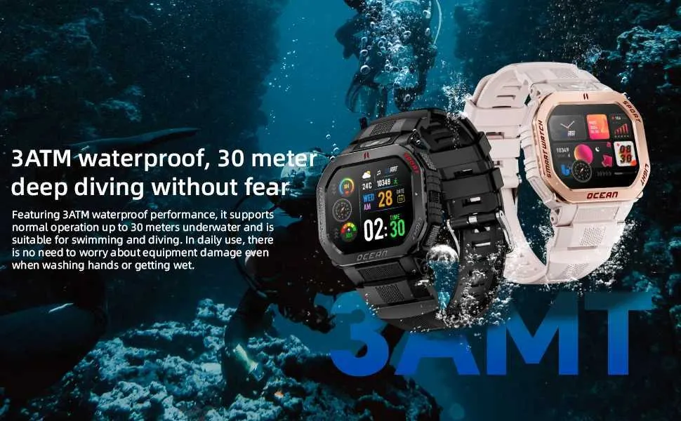 LOKMAT OCEAN GT Outdoor Sport Smart Watch Bluetooth Call Message Push ...