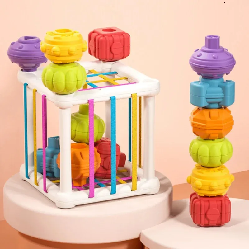 Sensory Activity Stacking Shape Cube Fine Motor Skill Development Toy ...