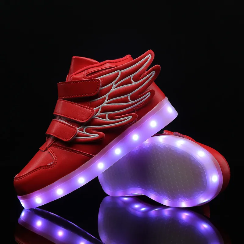 Luminous sports shoes with buckle strap, mesh upper, rubber outsole ...