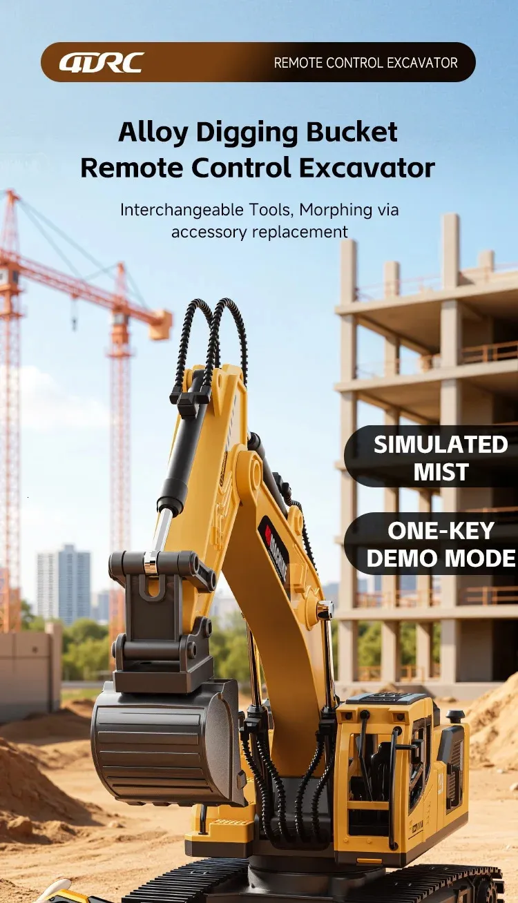 1/16 Scale RC Excavator Truck Alloy Engineering Vehicle with Sound ...