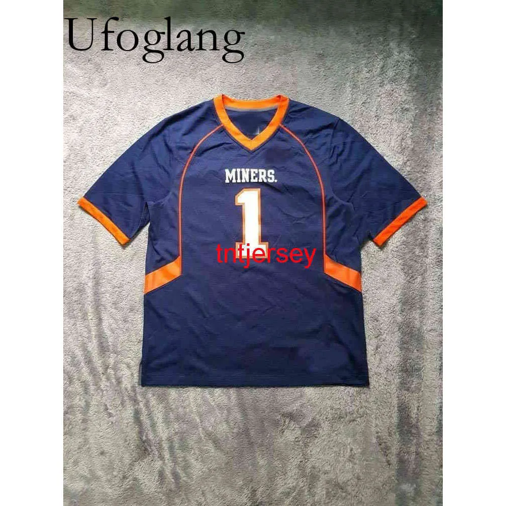 Men's UTEP Miners Football Jersey #16 Navy Blue Polyester Sport XS-5XL ...