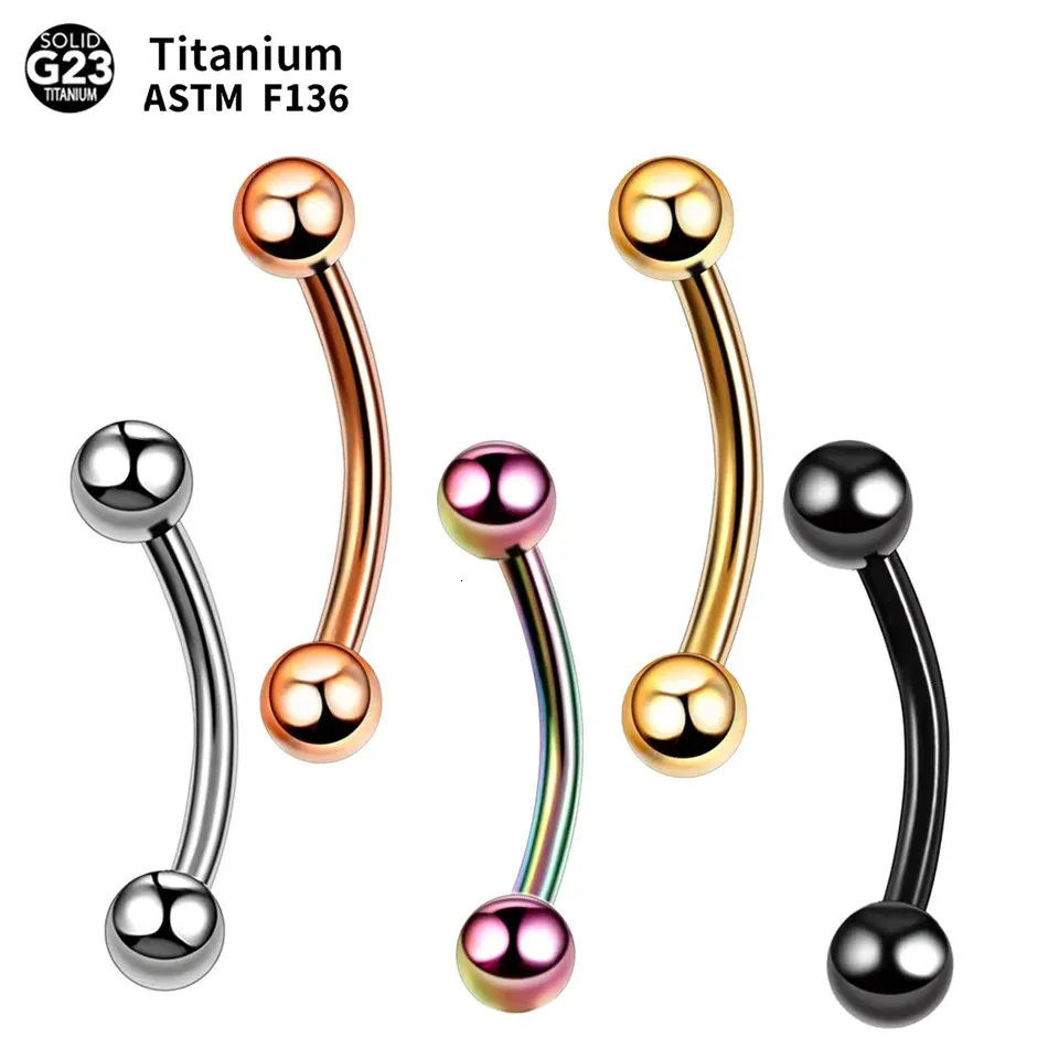 G23 Vertical Labret Perforated External Thread Curved Barbell Tongue ...
