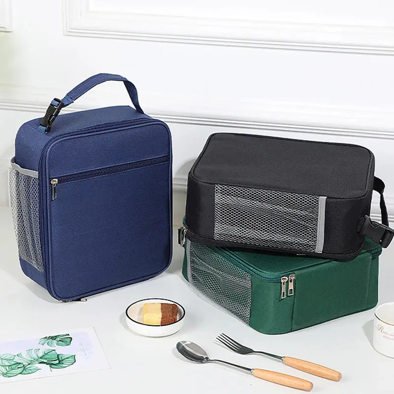Small Insulated Lunch Box, Portable Square Bento Bag With Mesh Side ...