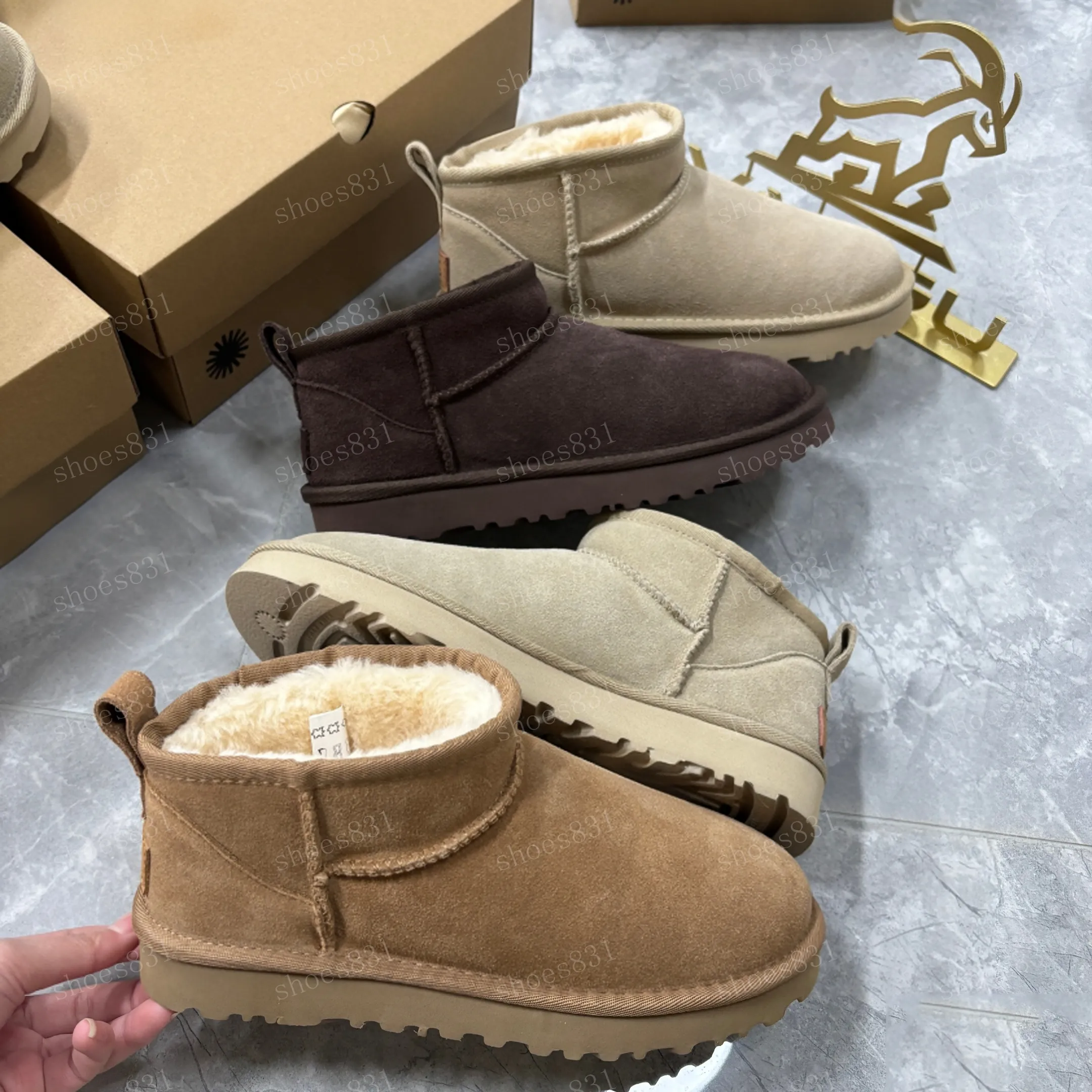 Designer Classic Mini Boot Chestnut With Platform And Fur Lining For ...