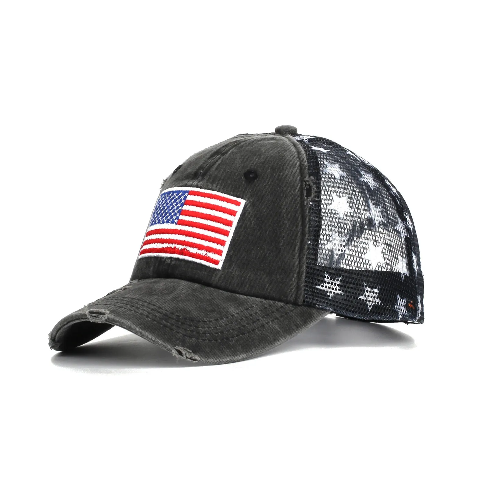 American Flag Ball Cap Denim Baseball Cap Silk Material for Golf with ...