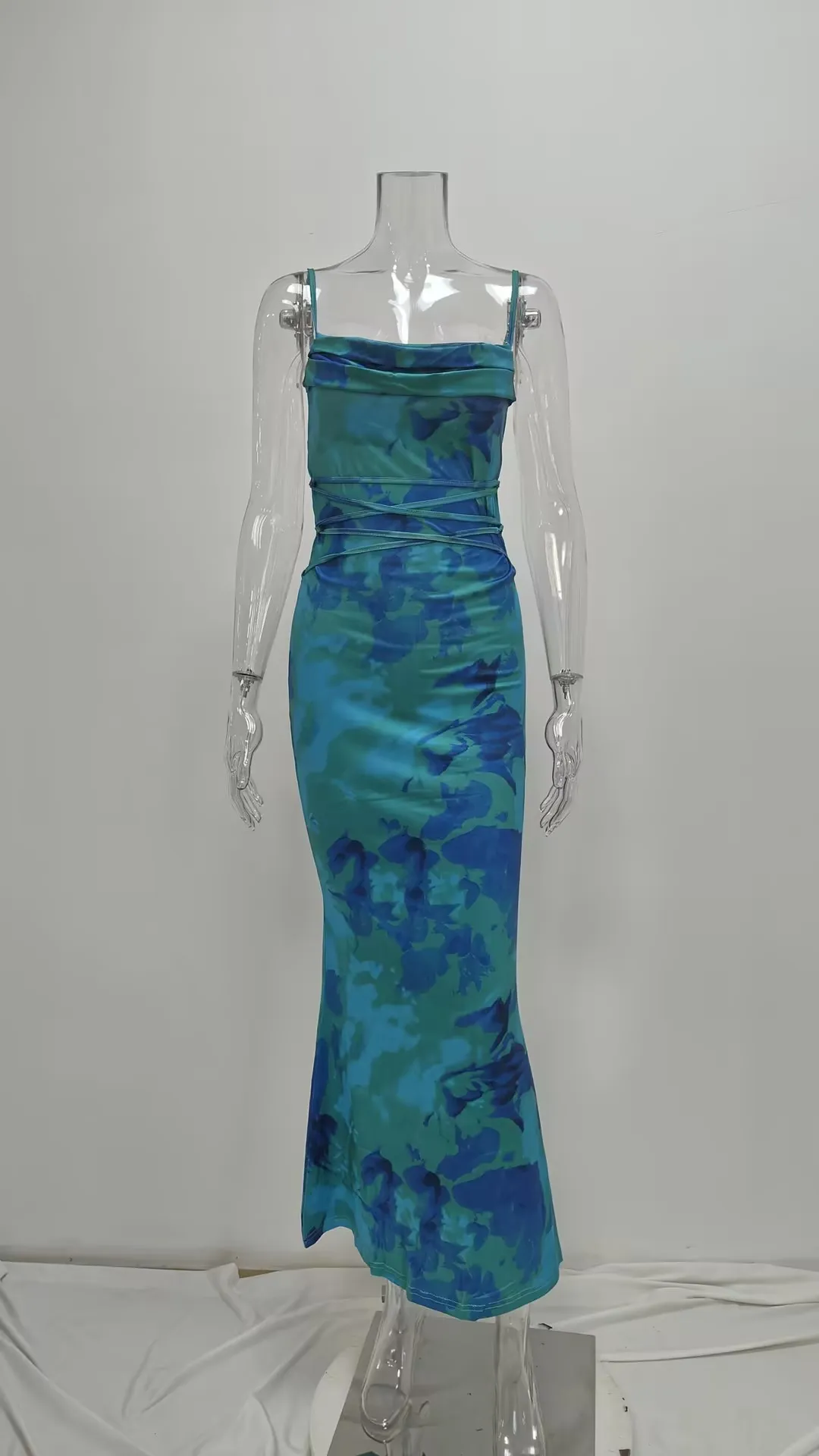 B402 Spring European and American Women's Fashion Sexy Printed Strap ...