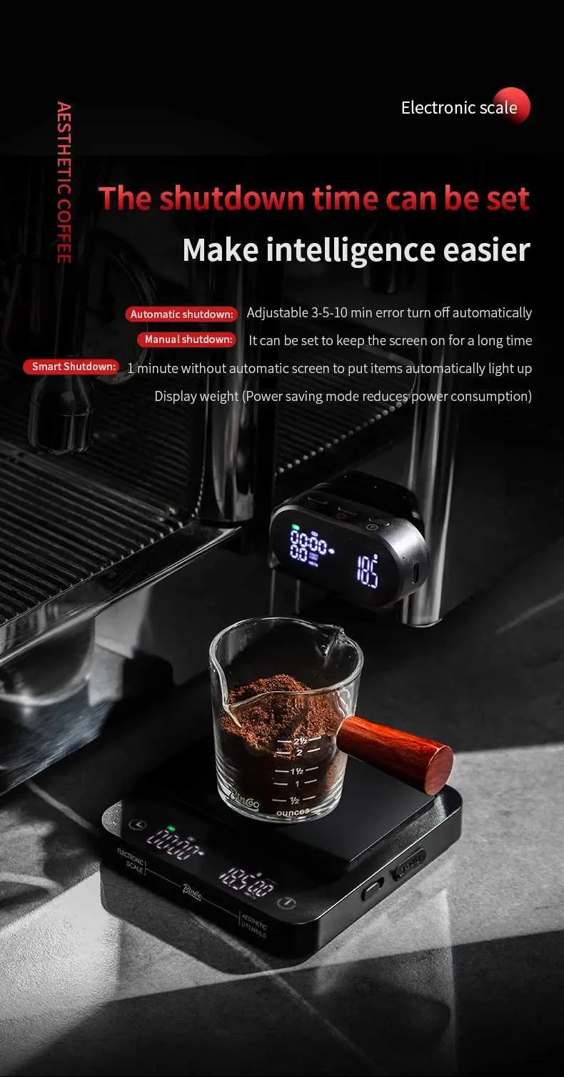 Rechargeable LED Digital Wireless Coffee Scale 3kg Electronic Espresso ...