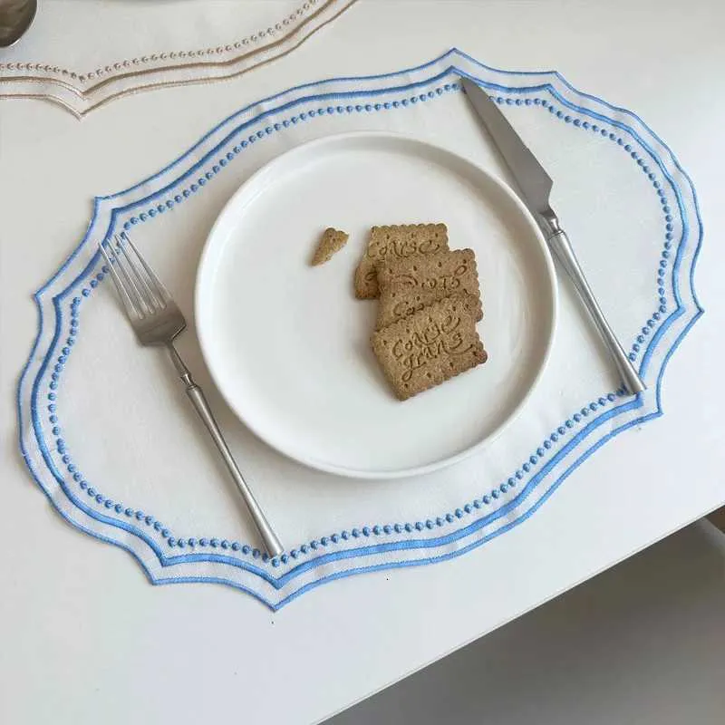 Y2k Vintage French Lace Bamboo Table Mat Irregular Shape Embroidered ...