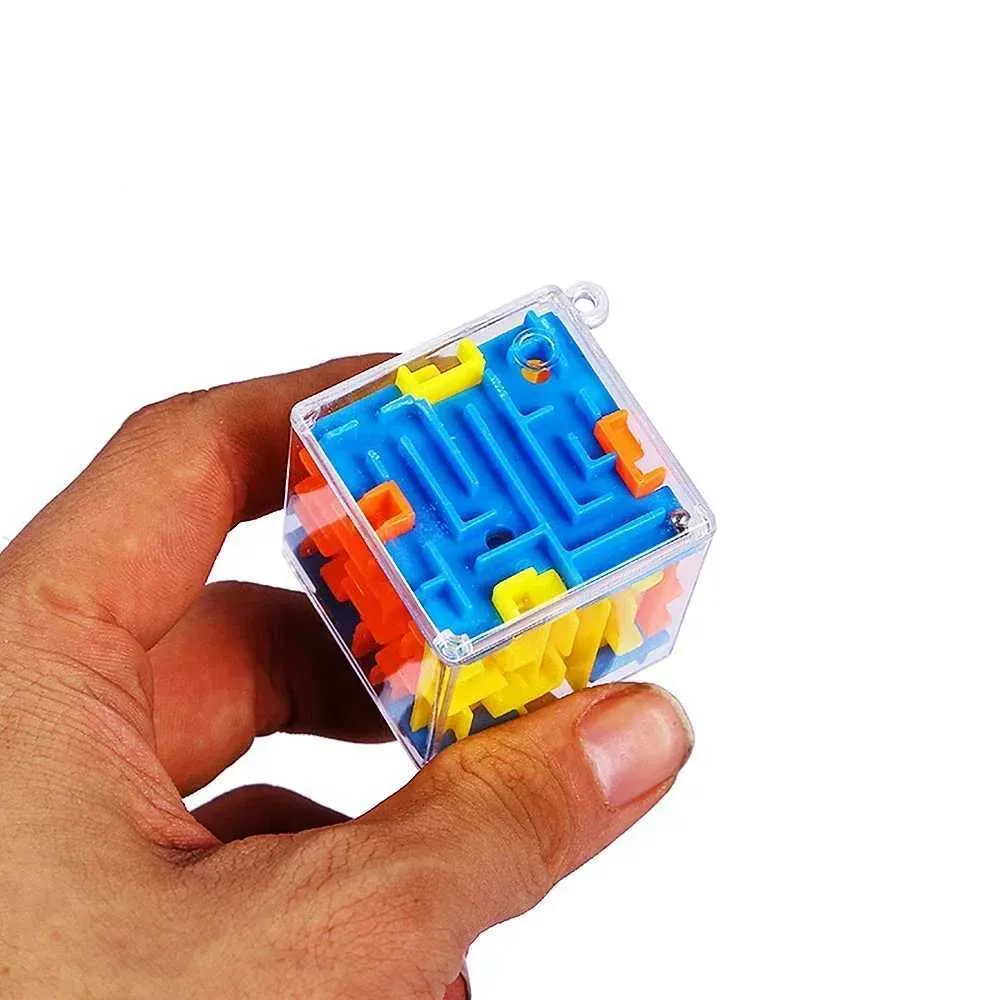 3D Maze Magic Cube Six-sided Transparent Plastic Puzzle Rolling Ball ...
