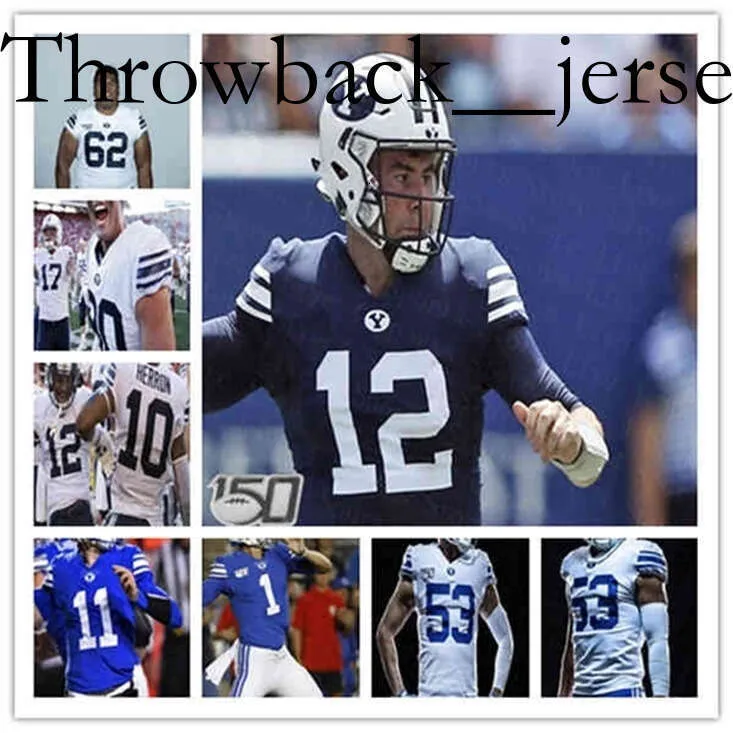Custom BYU Cougars College Football Jersey - Zachary Wilson, Sione ...