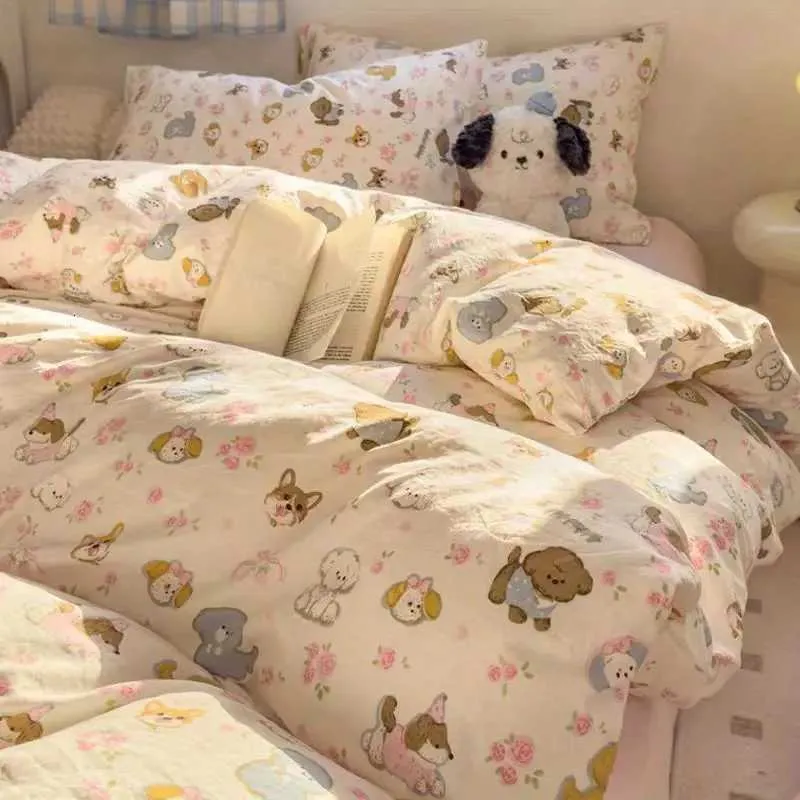 Cartoon Bedding Set 3-Piece Queen Size Duvet Cover Flat Sheet ...