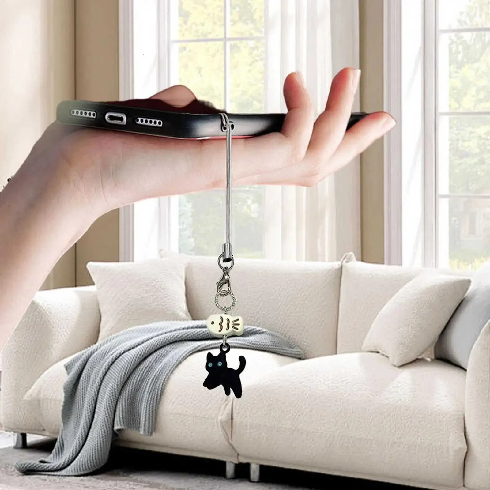 Cartoon Cat Pendant Phone Lanyard Plush Bracelet for Mobile Phones and ...