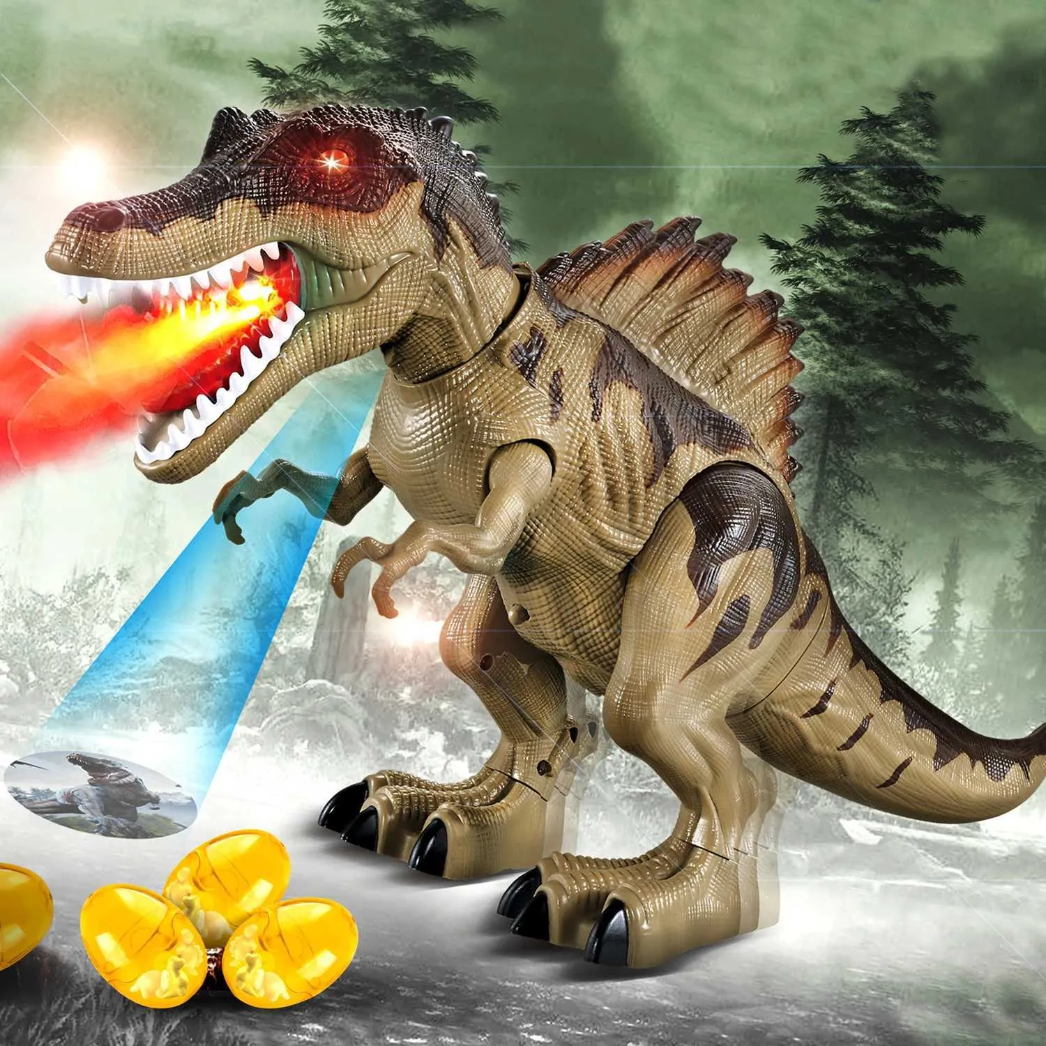 Electric Jurassic Dinosaur Toys With Mechanical Voice And Luminous Egg ...