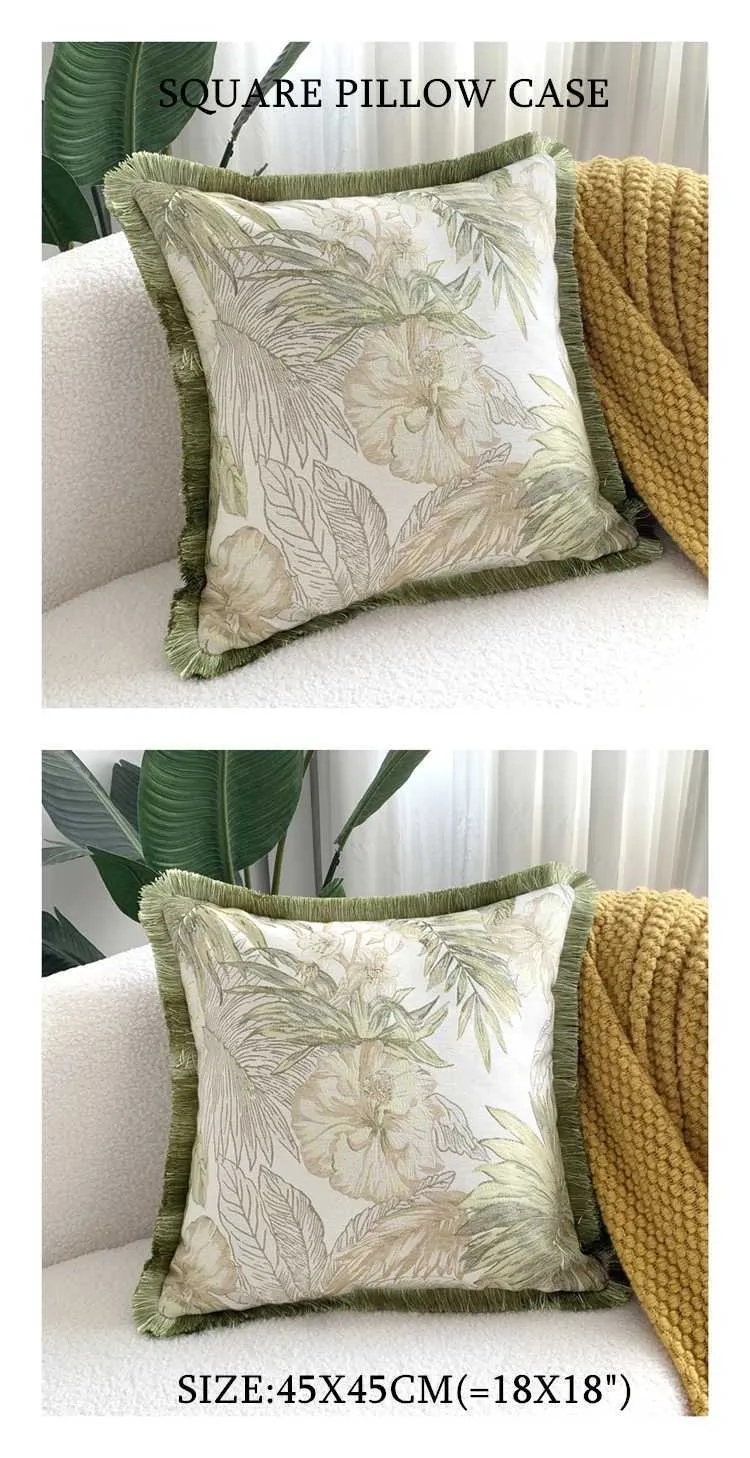 Home Decorative Pillow Cover 100% Polyester Rainforest Plant Leaves ...
