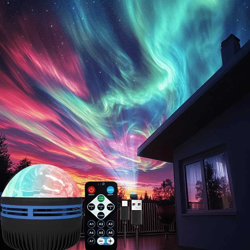 LED Night Light Starry Sky Projector with Northern Aurora USB 5V Auto ...