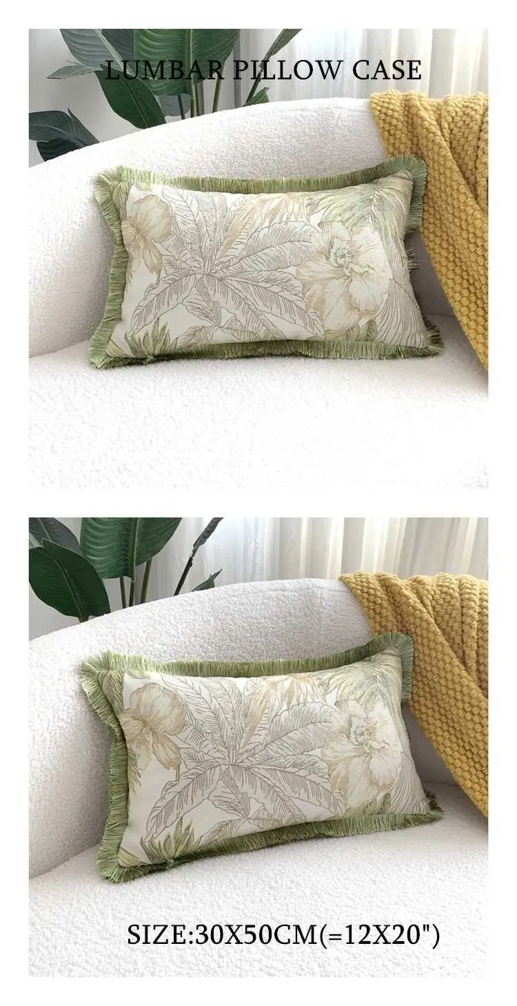Home Decorative Pillow Cover 100% Polyester Rainforest Plant Leaves ...