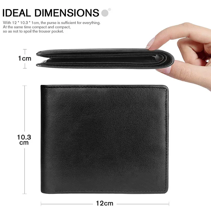 Leather men's ultra-thin RFID clip coin pocket ID window minimalist ...
