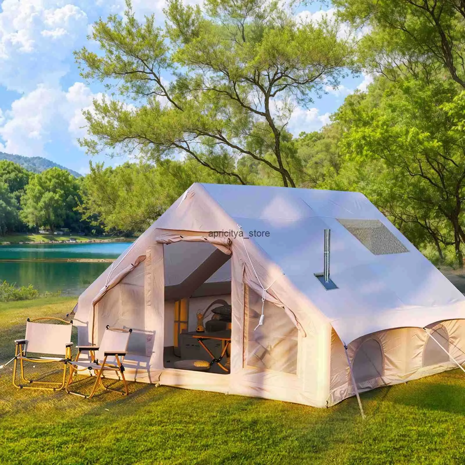 129 Square Foot Large Inflatable Camping Tent 8 10 Person Inflatable ...