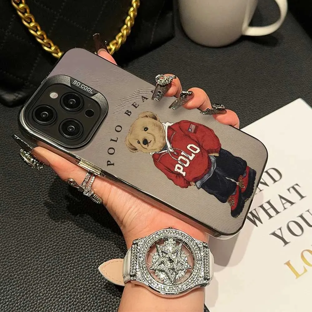 Fashion Design Luxury Bear Phone Case, IMD Color Silver, for iPhone 16 ...