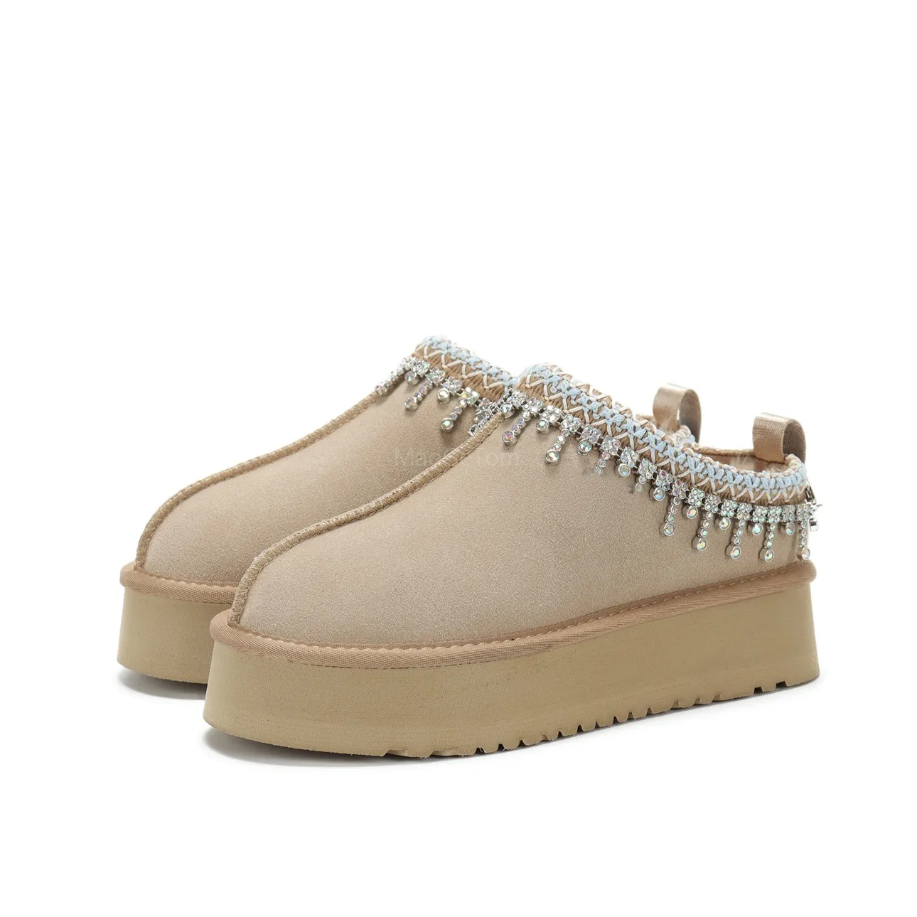 LUXU Chestnut Fur Snow Boots For Women Ultra Mini Platform Slide ...