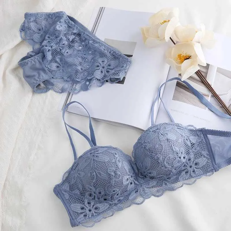 Push Up Bra and Panty Set Women Seamless Nylon Plunge Bra with Button ...