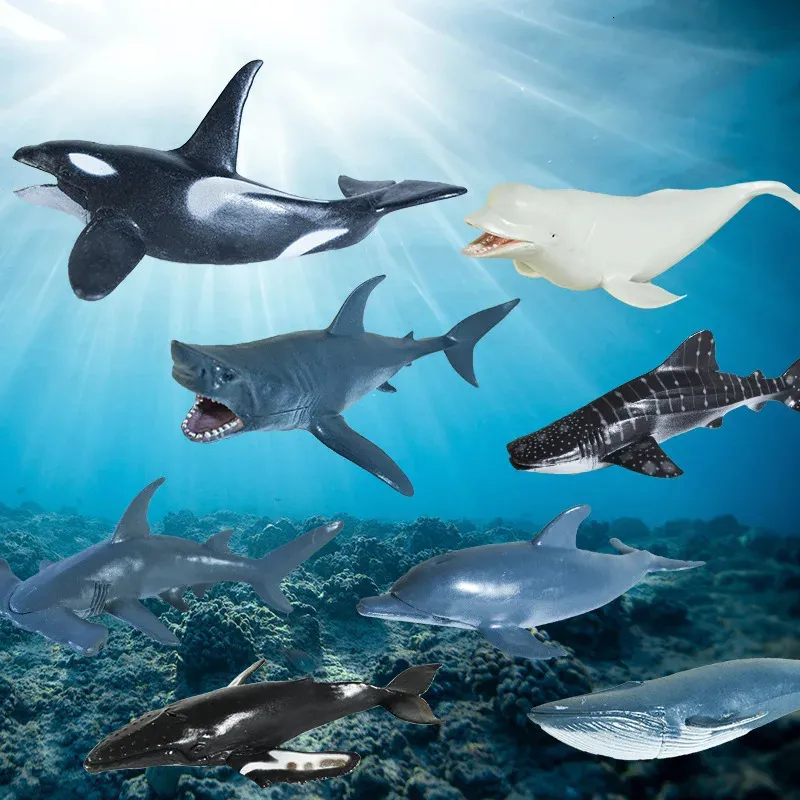 PVC Bionics Sea Animals Action Figures Marine Humpback Whales, Sharks ...