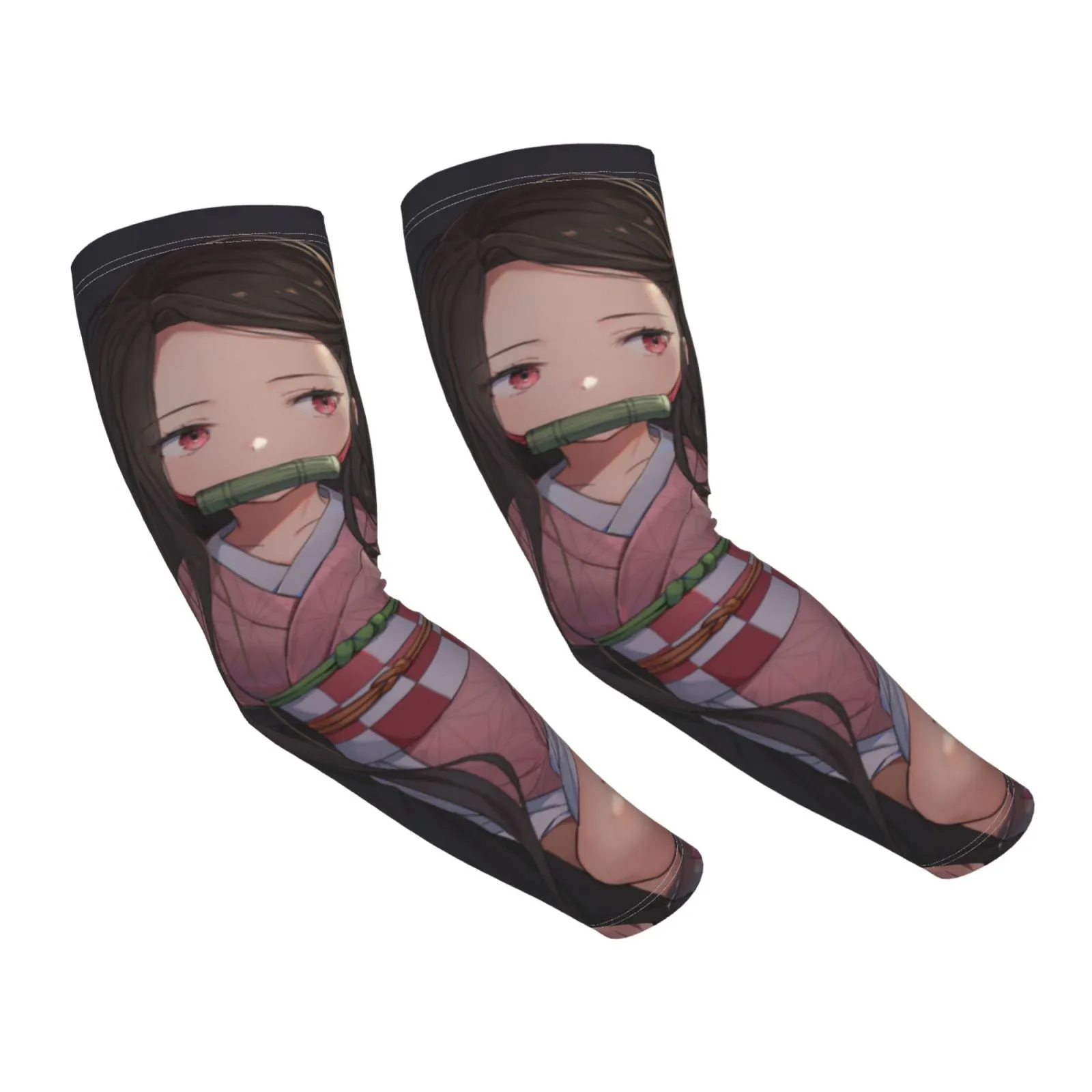Nezuko All Ice Silk Sleeve Cute Anime Girl Summer Sunscreen For Scars ...