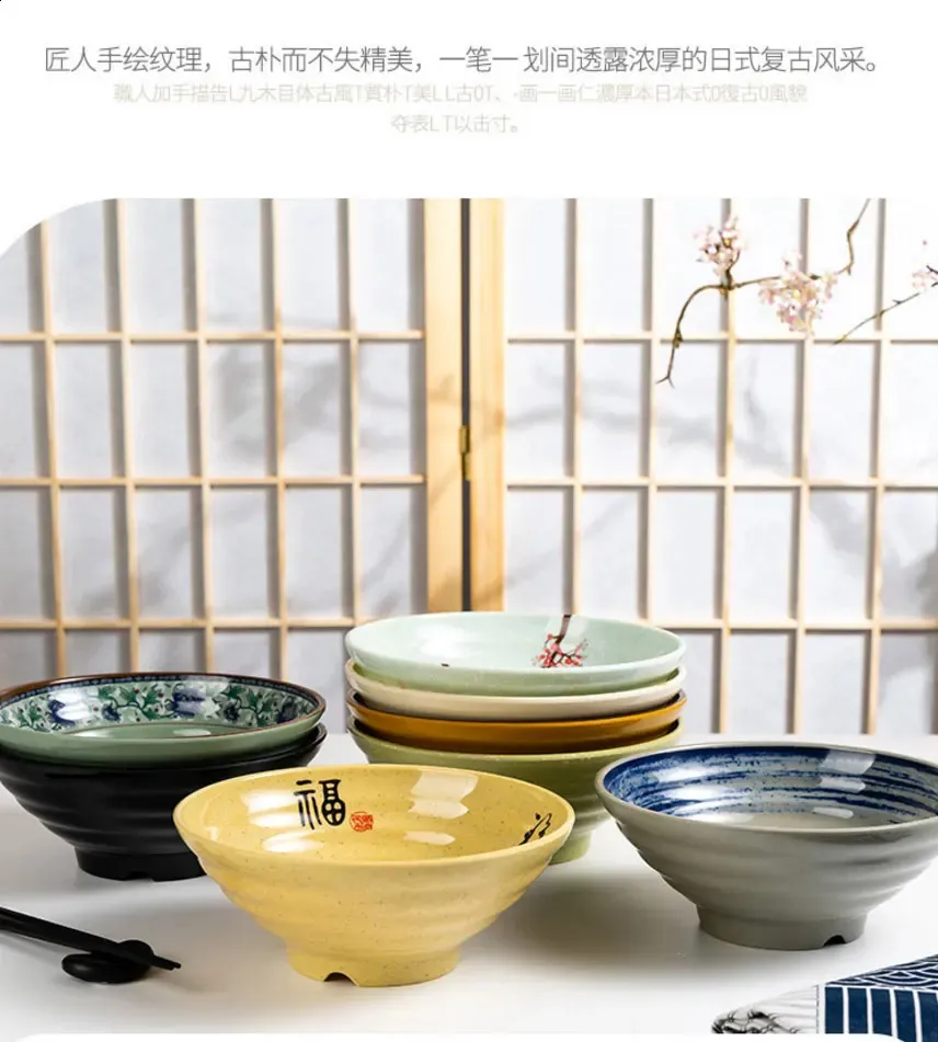 Melamine Japanese Style Noodle Soup Bowl, Powder Porcelain Tableware ...