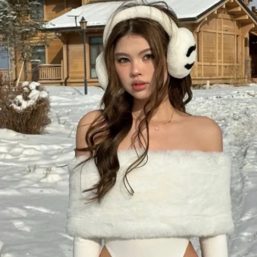 Designer Rabbit Fur Ear Muffs And Plush Scarves Set ... From ...