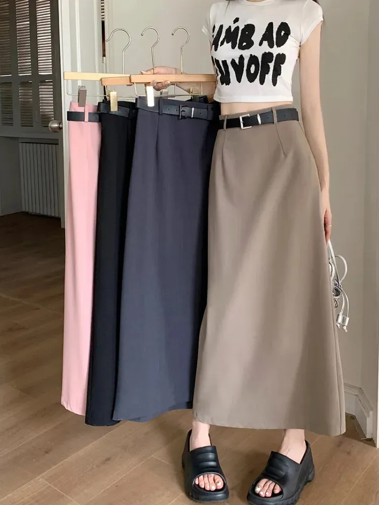 High Waist Split Long A Line Maxi High Waisted Midi Skirt For Women ...