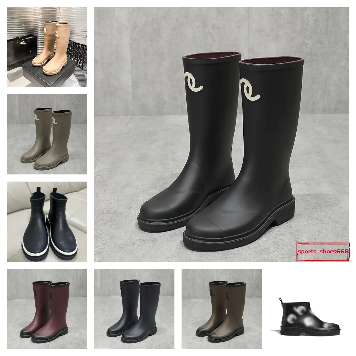 Designer Brand Square Toe Women Rain Boots Waterproof... From Sports ...