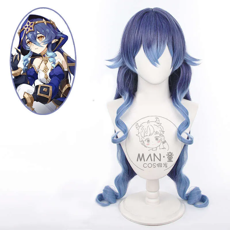 Mantong Genshin Impact Layla Cosplay Hatsune Miku Wig Long Curly Hair ...