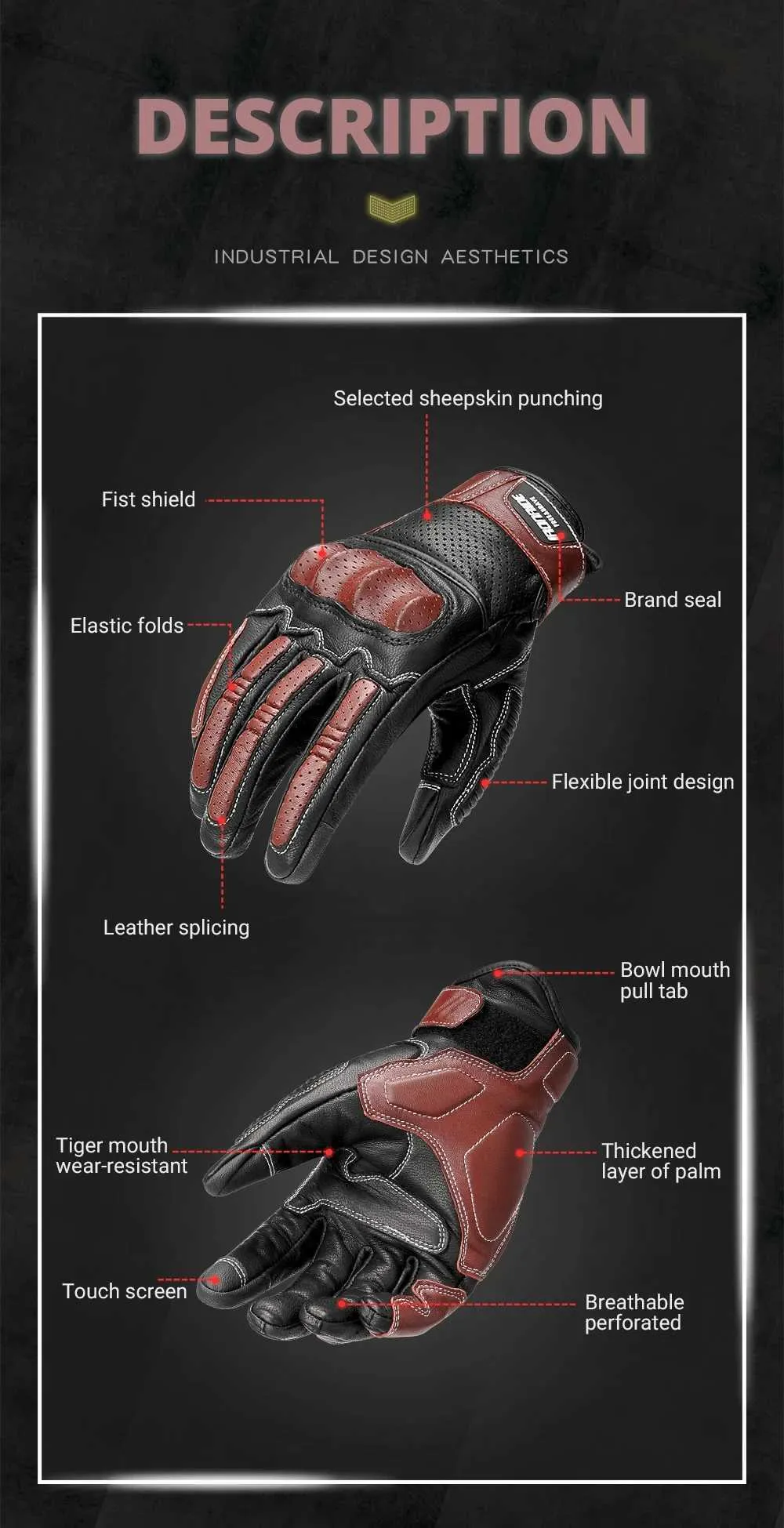 Full Finger Nylon Motorcycle Gloves for Women, Windproof and Waterproof ...