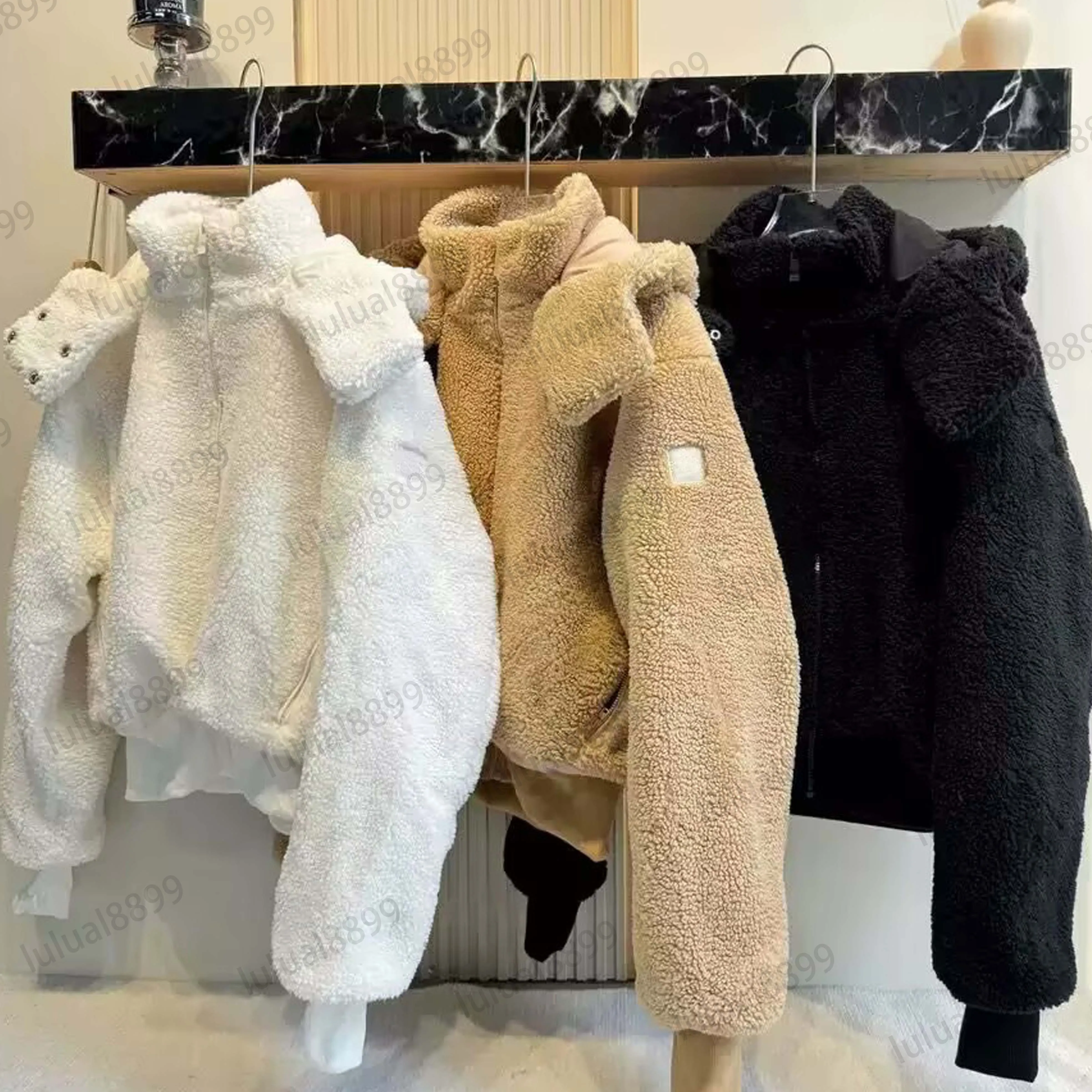 Lamb Wool Patchwork Short Coat Thickened Warm Fleece Zipper Jacket ...