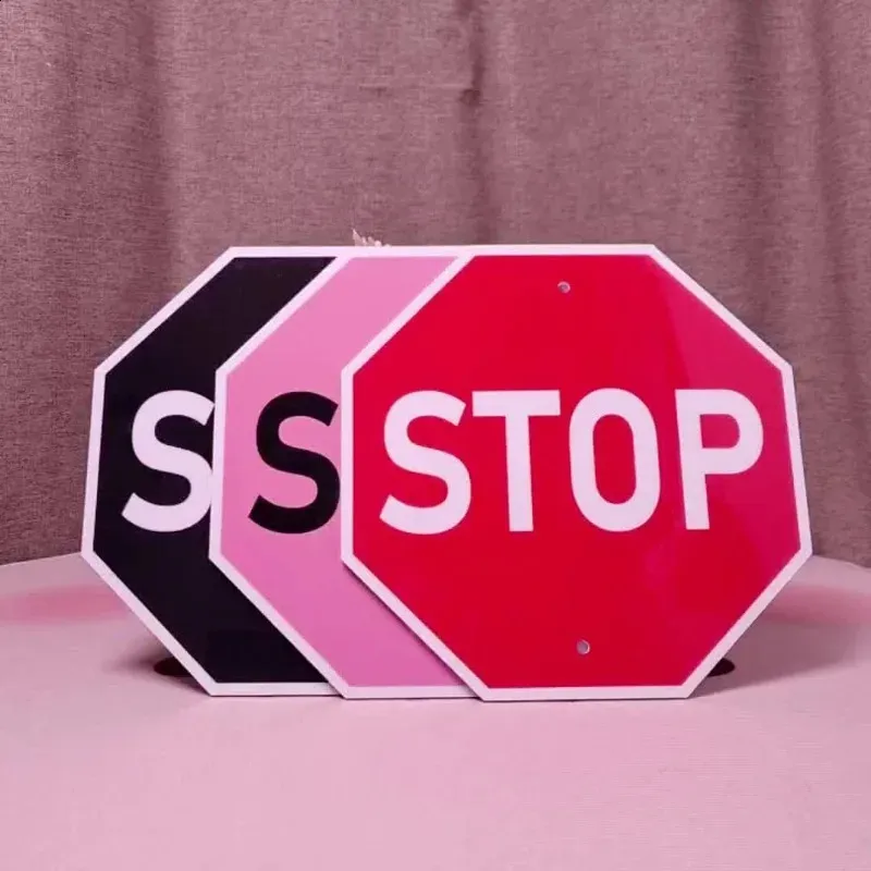 One Piece Stop Pink Sign Bedroom Decoration, Red Street Traffic Metal ...