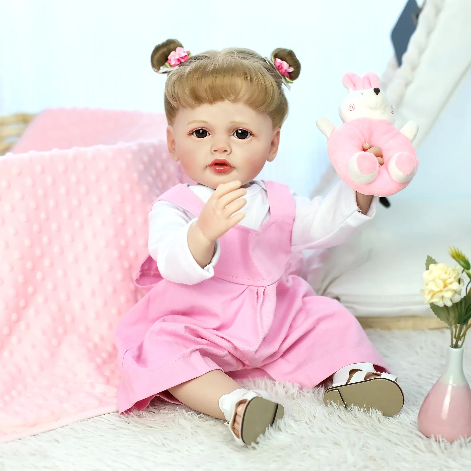 22 Inch Reborn Baby Dolls Lifelike Vinyl Soft Touch Girl Dolls For Kids ...