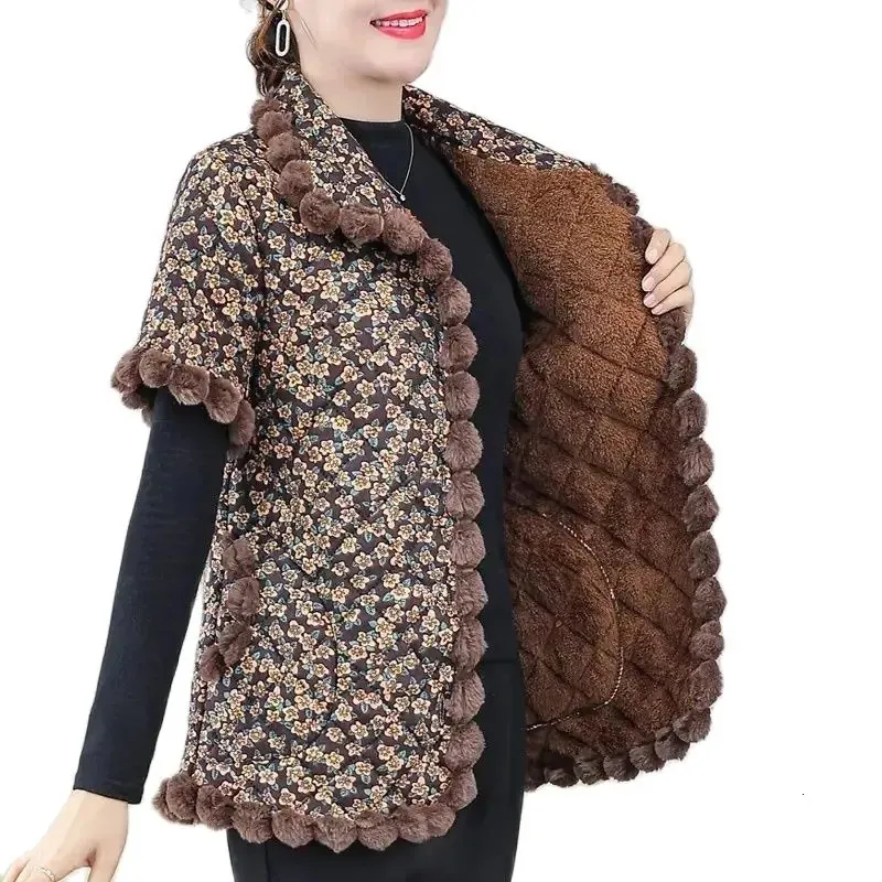 Women27s Winter Vest Jacket Medium Sleeved Thick Warm Fur Polyester ...