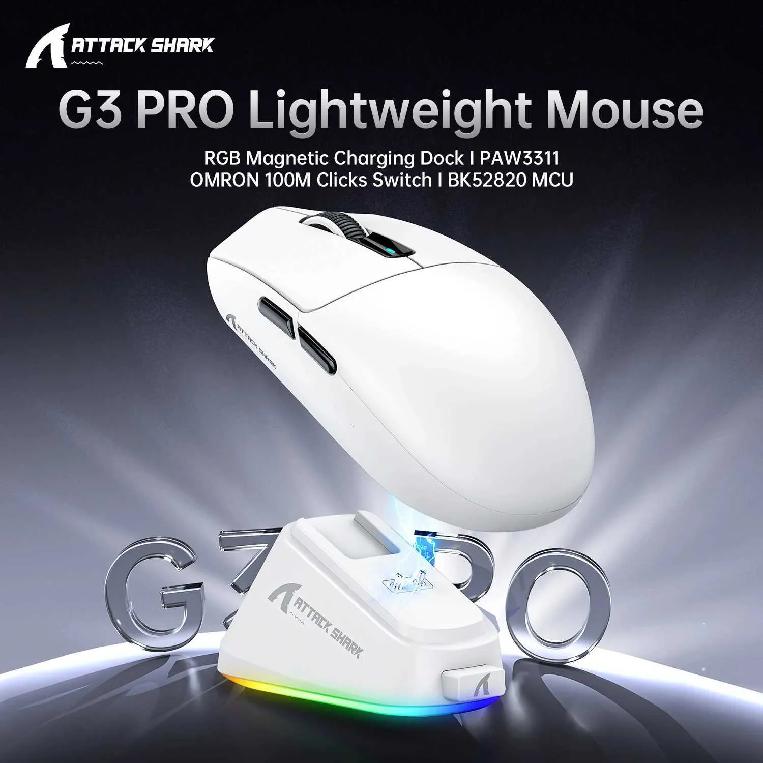 ATTACK SHARK G3PRO Wireless Gaming Mouse 1K Hz Ultra Light 62g PAW3311 ...