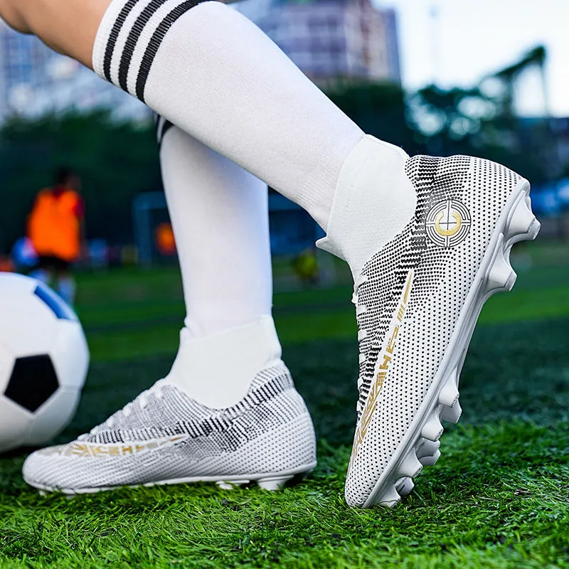 Children's Lightweight Football Shoes Breathable Lace-Up Soccer Shoes ...