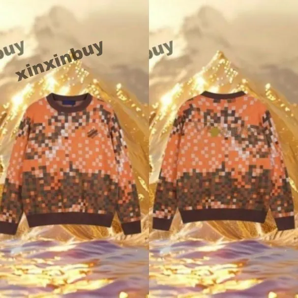 Knit Hoodie Men Cashmere Blend Sweater Long Sleeve Geometric Jacquard ...