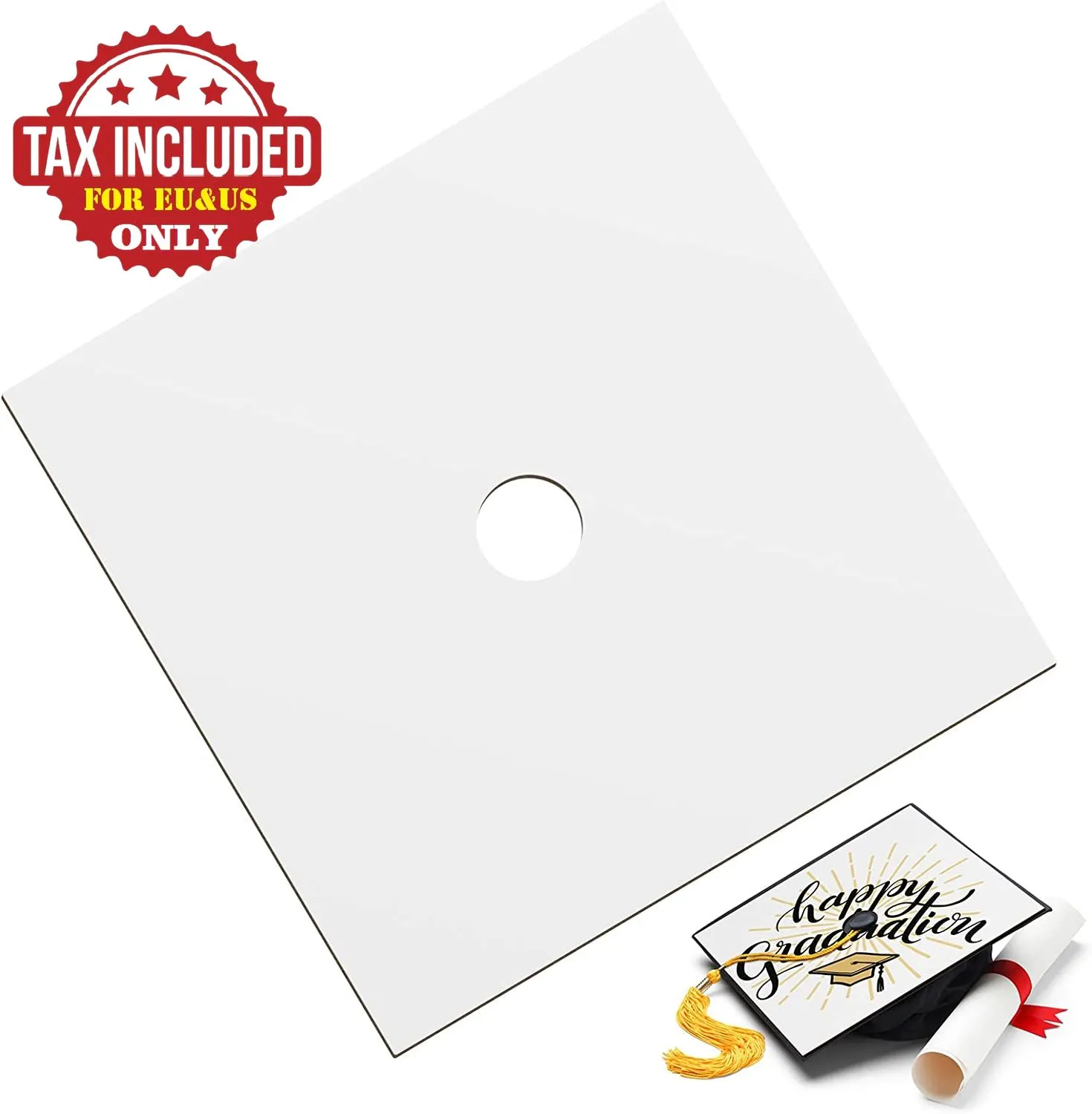 Sublimation Blanks Graduation Cap Topper Heat Transfer Plate White ...