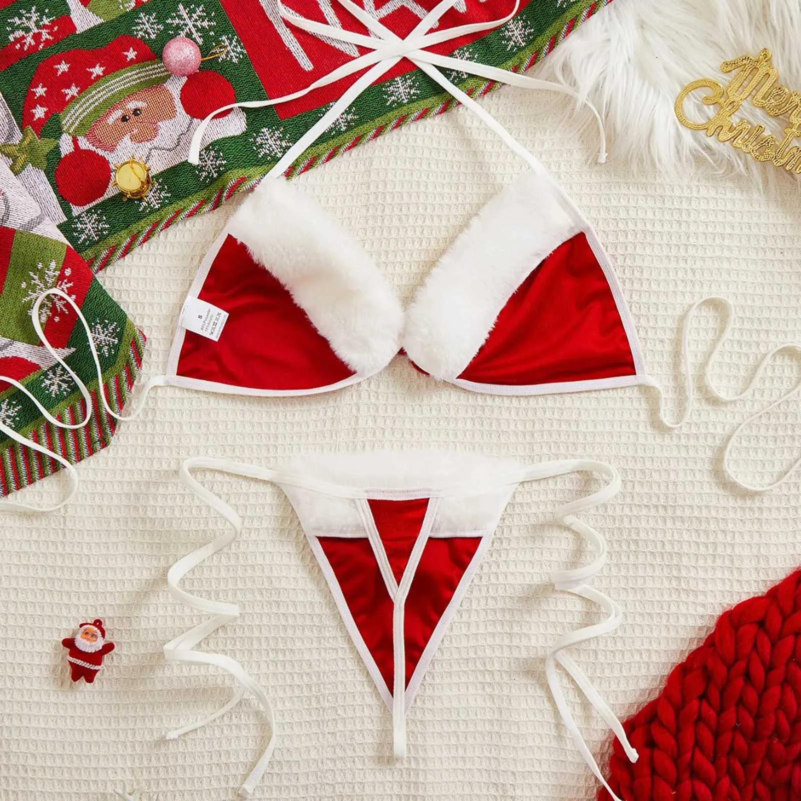 C251124 Lace Embroidery Bra Set Velvet Sexy Christmas Lingerie For ...