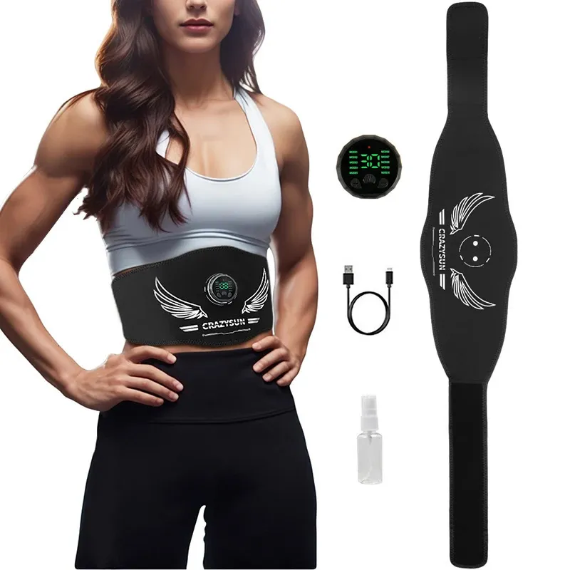 Electric Muscle Stimulator Abdominal Toning Belt USB Rechargeable Waist ...