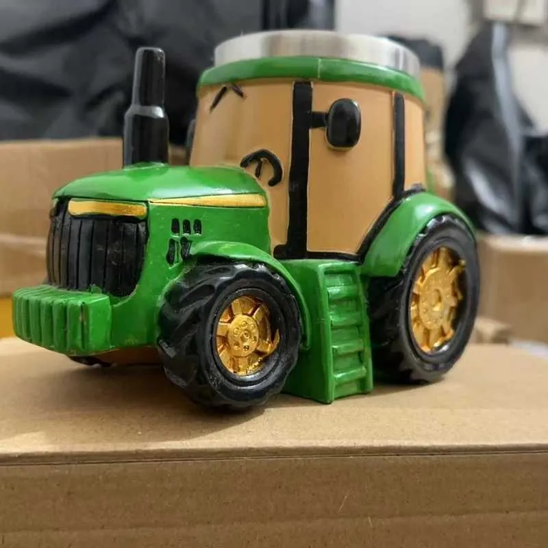 Creative Retro Green Tractor Coffee Cup Bone China Decorative Water Cup ...